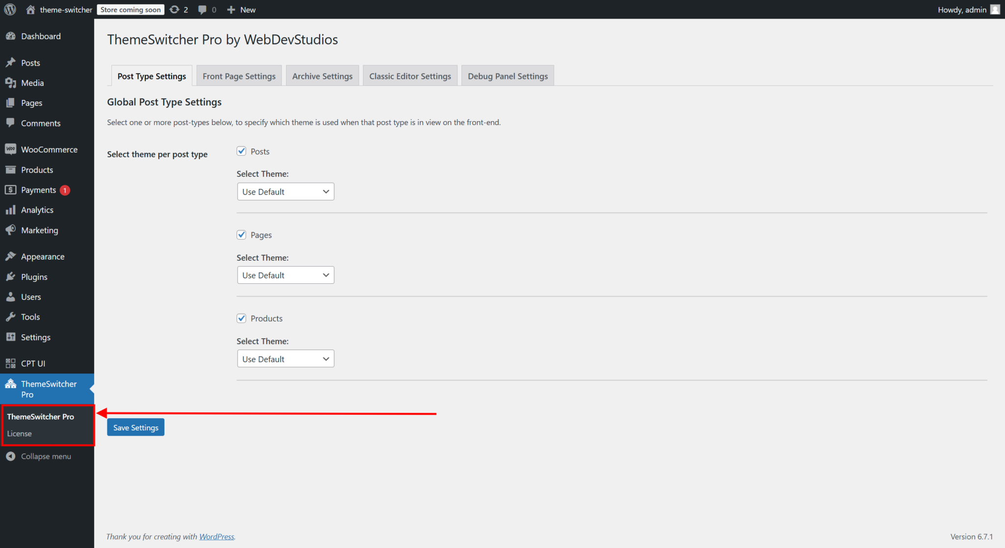 Classic Editor Settings - ThemeSwitcher Pro